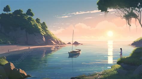 Blue Sea Water Ocean Illustration Powerpoint Background For Free
