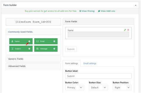 Adding Components Live Forms