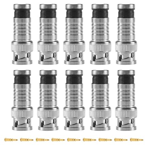 10 Pcs Bnc Compression Connector For Coax Rg59 Cable Cctv Cameras