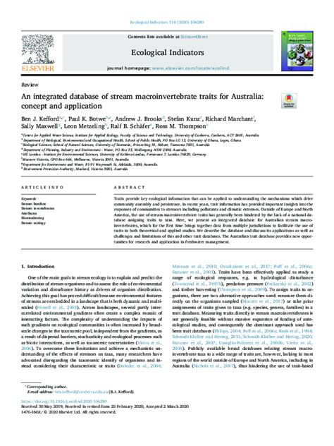 Pdf An Integrated Database Of Stream Macroinvertebrate Traits For