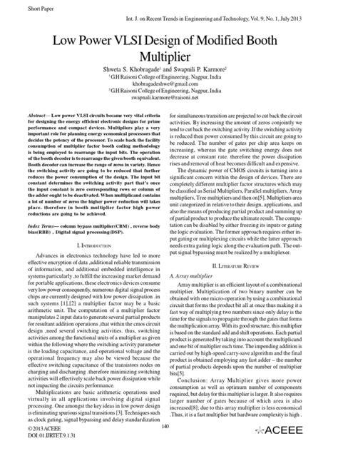 Low Power Vlsi Design Of Modified Booth Multiplier Pdf Cmos