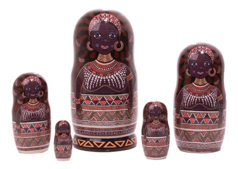 African Women Nesting Doll 5pc 6