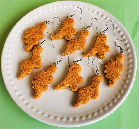 Dino Nugget Earrings Chicken Nugget Earrings Snack Earrings Food