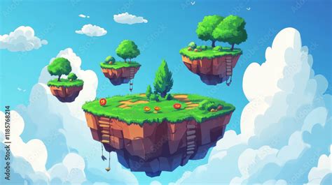 2d Arcade Game Night Level Map Interface Platform Stairs Coins Bonus And Treasure Icons