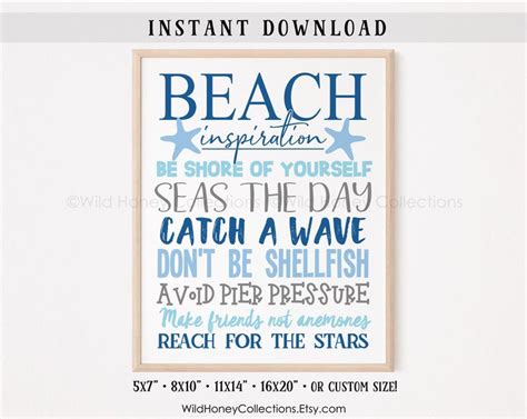 Beach Inspiration Beach Printable Decor Beach Rules Coastal Decor