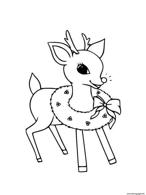 Reindeer Cute Christmas Coloring Page Printable