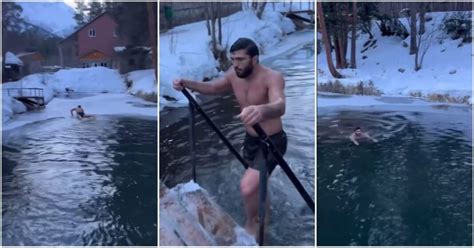 Arman Tsarukyan pływa w lodowatej wodzie przed walką z Charlesem