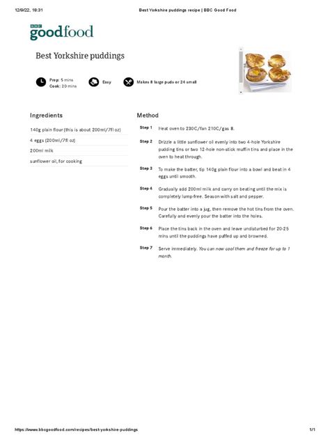 Best Yorkshire Puddings Recipe Bbc Good Food Pdf