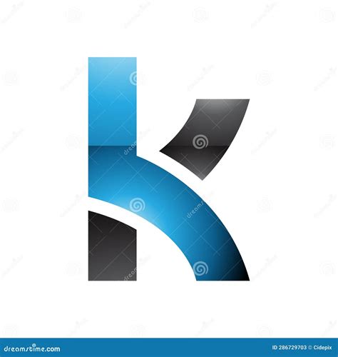 Blue And Black Glossy Lowercase Letter K Icon With Overlapping Paths