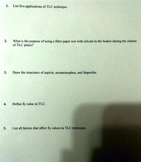 Solved List Five Applications Of Tlc Technique What Is The Purpose Of