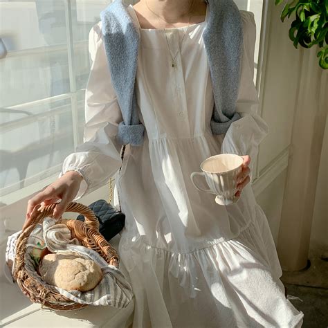 더마티니 로맨틱 스퀘어넥 화이트 플레어 캉캉 원피스 3color