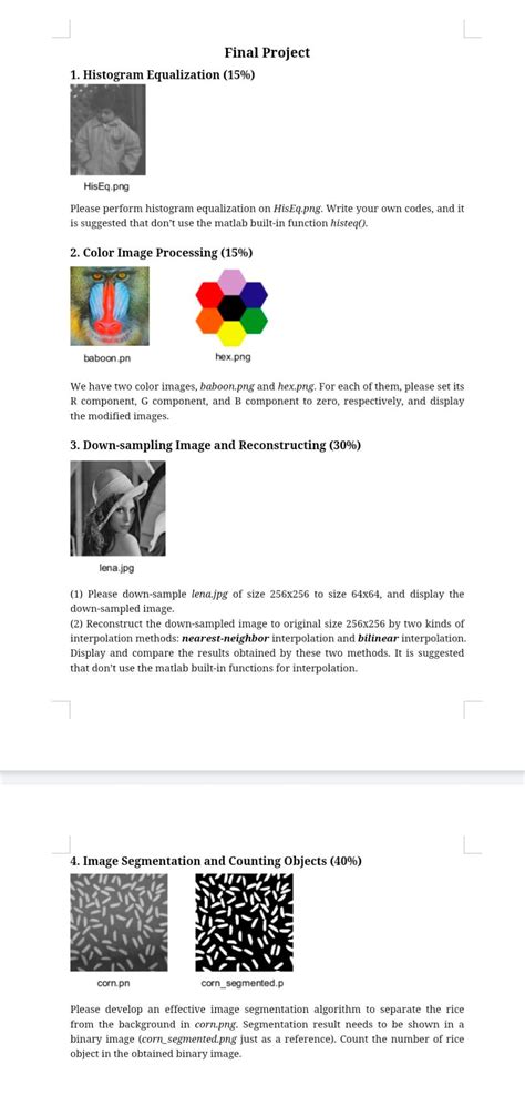 Solved Final Project Histogram Equalization Chegg