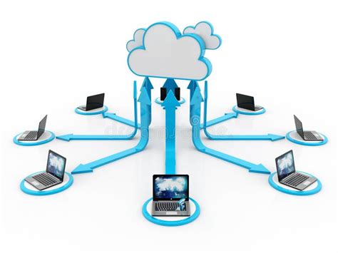 Conceito De Computação Da Nuvem Rede Da Nuvem Rendição d Imagem de Stock Imagem de email