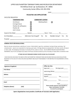 Tamanend Park Carriage House Fill Online Printable Fillable Blank PdfFiller