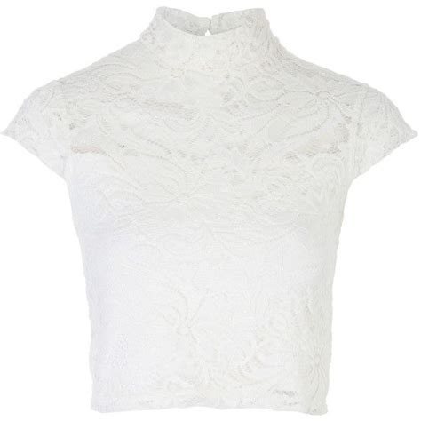 White High Neck Lace Co Ord Top