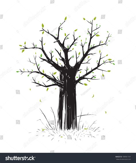 Scratchy Scribble Tree Black Silhouette Drawing Stock Vector Royalty