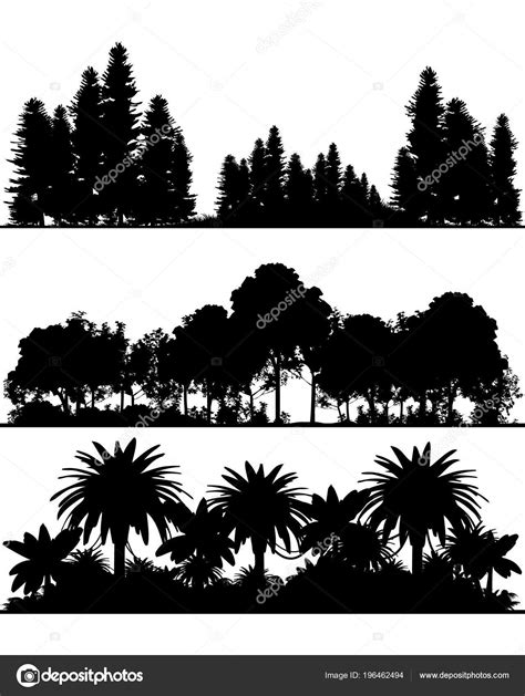 Ilustración Vectorial Tres Siluetas Diferentes Del Bosque Vector de