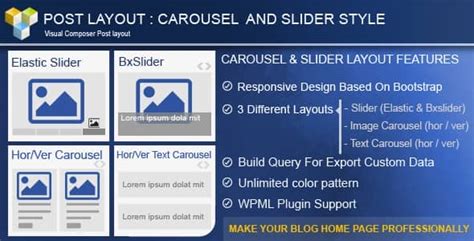 post layout carousel slider for visual composer