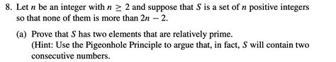 Solved 8 Let N Be An Integer With N2 And Suppose That S Is Chegg