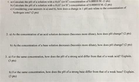 Solved A Calculate The PH Of A Solution With A H O Or Chegg
