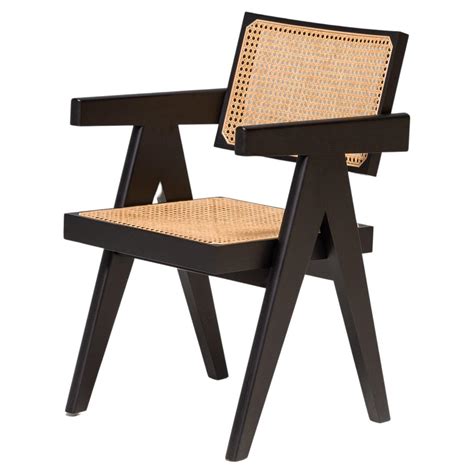 Cassina 501 Capitol Black Stained Oak And Cane Complex Dining Chair At