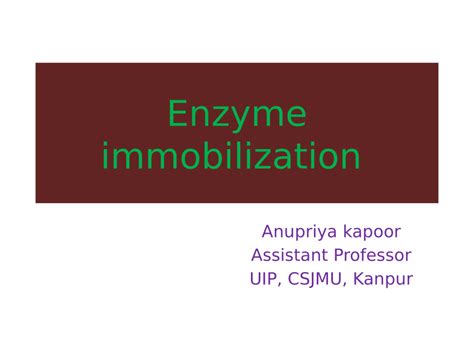 PDF Enzyme Immobilization