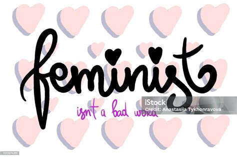 페미니스트 스크립트 로고입니다 손으로 그린 페미니즘 문자입니다 검은 색 기호 아이콘입니다 하트 텍스처 소녀 슬로건입니다 여자