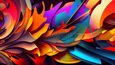 Generative Ai Chromatic Fusion A Bold And Lively Abstract Wallpaper Background Stock