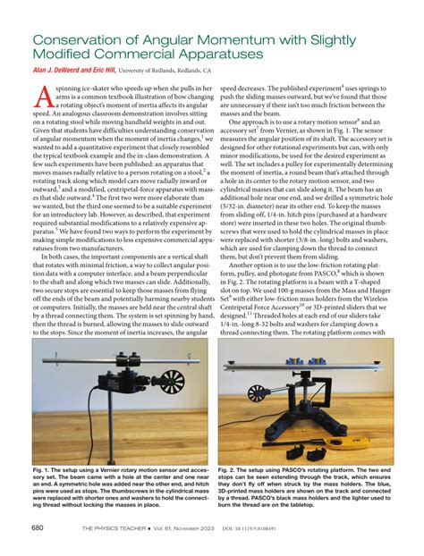 Pdf Conservation Of Angular Momentum With Slightly Modified Commercial Apparatuses