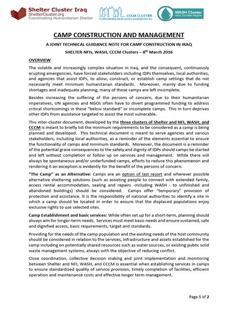 English Joint Guidance Note On Camps Snfi Wash Cccm Download Free