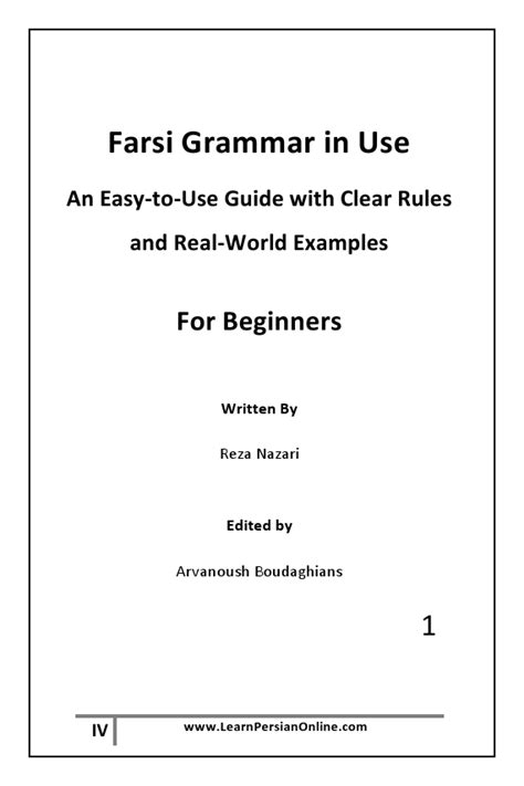 Farsi Grammar In Use For Beginners