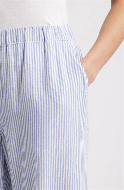 Caslon® Stripe Wide Leg Linen Blend Pants Nordstrom
