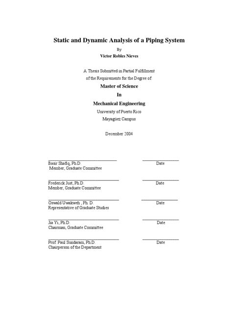 Static And Dynamic Analysis Of Piping System Pdf Thermal Expansion