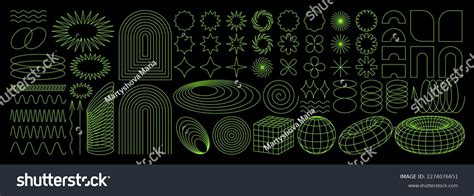 Geometry Wireframe Shapes Grids Neon Acid Stock Vector Royalty Free 2274076651 Shutterstock