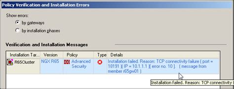 Problem Check Point Installation Failed Reason Tcp Connectivity