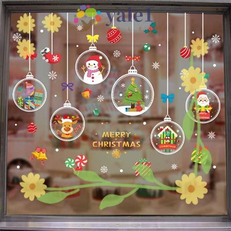 Yale Świąteczne naklejki na okna Kreatywne DIY Wodoodporny renifer Xmas Wianek statyczna