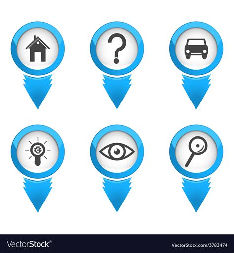 Map Pointers With Icons Royalty Free Vector Image