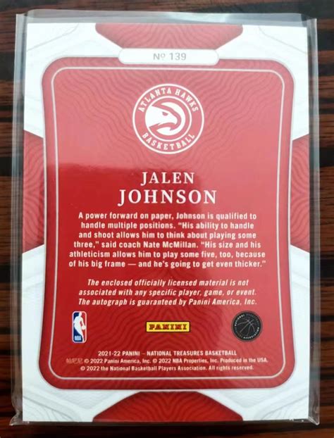 2021 22 Panini National Treasures Jalen Johnson Rc 国宝 老鹰新秀 杰伦约翰逊 25编大窗