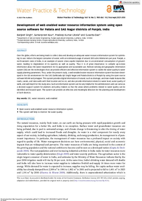 Pdf Development Of Web Enabled Water Resource Information System Using Open Source Software