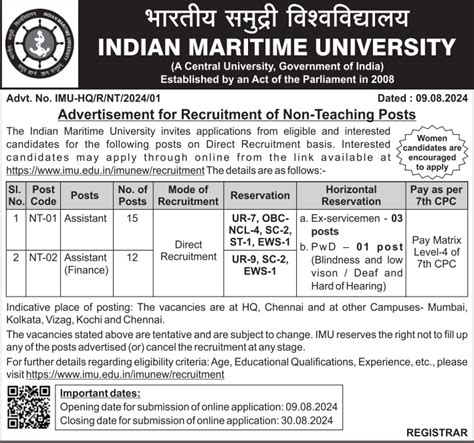 Imu Non Teaching Recruitment 2024 All Exam Review