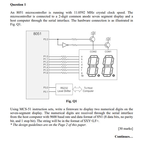 Solved Question 1 A An 8051 Microcontroller Is Running With