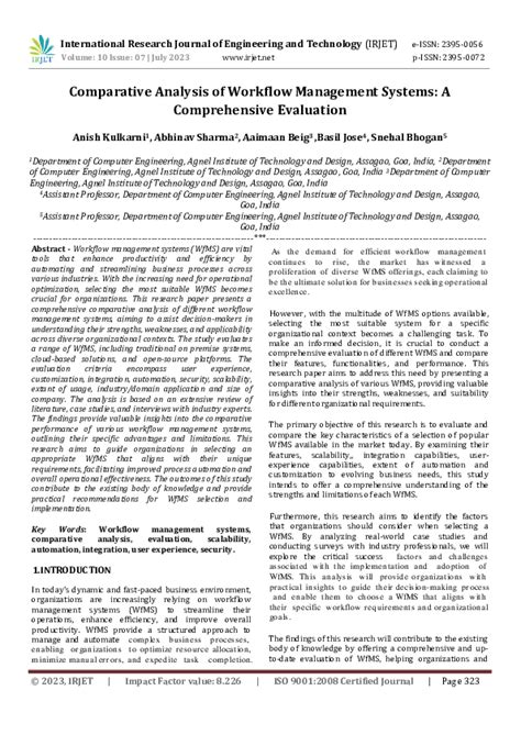 Pdf Comparative Analysis Of Workflow Management Systems A