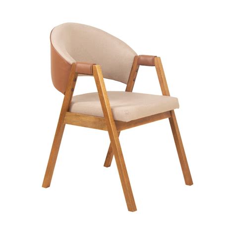 Cadeira De Jantar Estofada Litchi Amêndoa E Korino Marrom