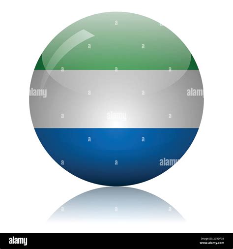 Sierra Leonean Flag Glass Ball On Light Mirror Surface Vector