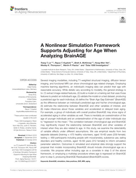 PDF A Nonlinear Simulation Framework Supports Adjusting For Age When