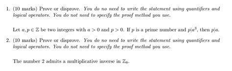 10 Marks Prove O Disprove You Do No Need Lo Wrile Solvedlib
