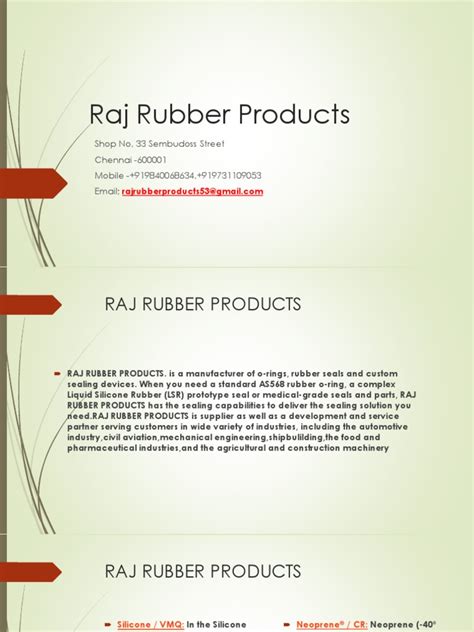 Raj Rubber Products Pdf Silicone Materials