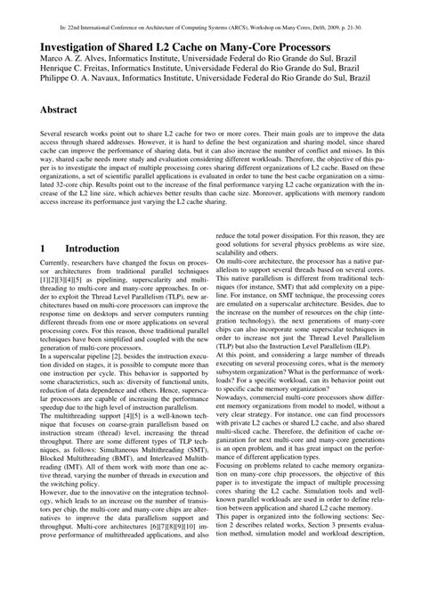 PDF Investigation Of Shared L2 Cache On Many Core Processors