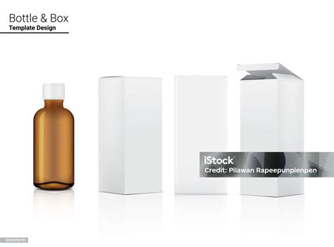 흰색 배경 그림에 스킨 케어 제품에 대한 현실적인 화장품과 상자를 투명 한 호박병 투명 모형 건강 관리 및 의료 개념 디자인 병에 대한 스톡 벡터 아트 및 기타 이미지