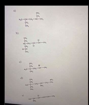 Answered a b HCCHCH HCCHy CH₂ CH₂ c CH₂ CH₂ d çı HC CH CHCHCH CI CH₂ CI CH CH CH